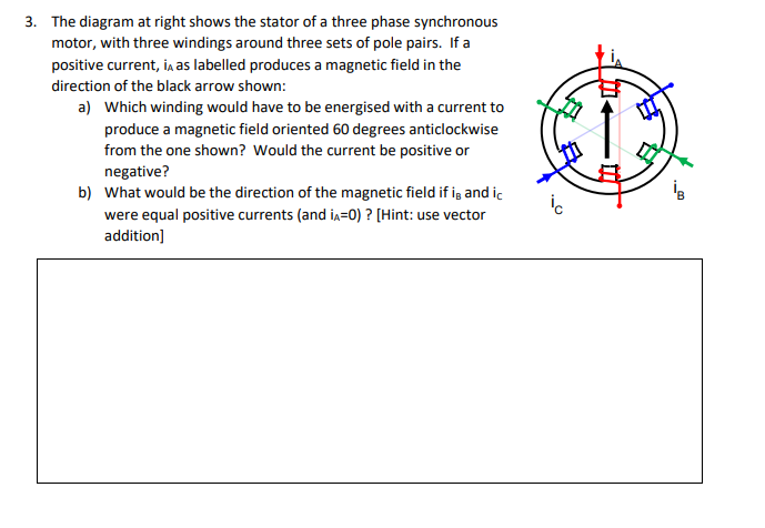Solved 3. The diagram at right shows the stator of a three | Chegg.com