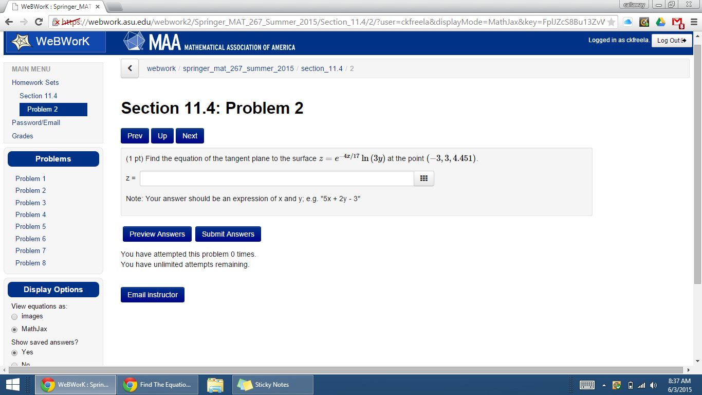Solved b WeBWorK Spring MATX C webwork asu.edu MAT 267 | Chegg.com