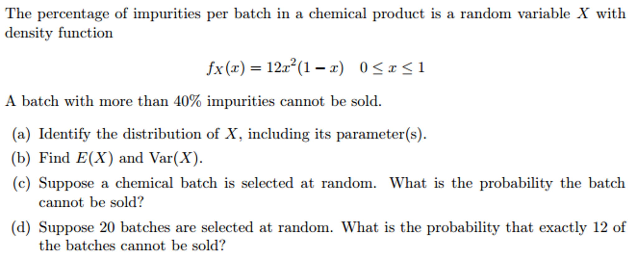 Solved The percentage of impurities per batch in a chemical | Chegg.com