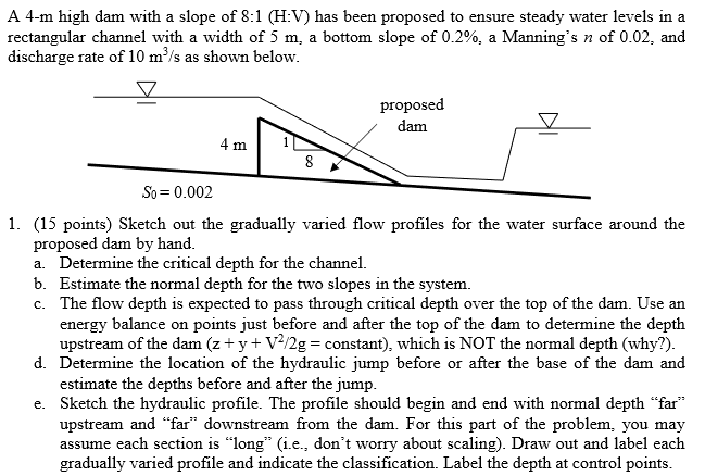 Solved A 4-m high dam with a slope of 8:1 (H:V) has been | Chegg.com