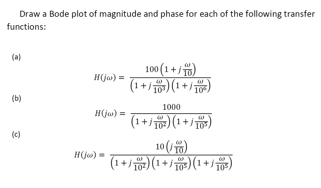 Solved Draw a Bode plot of magnitude and phase for each of | Chegg.com