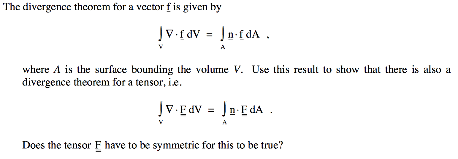 Solved The divergence theorem for a vector f is given by | Chegg.com