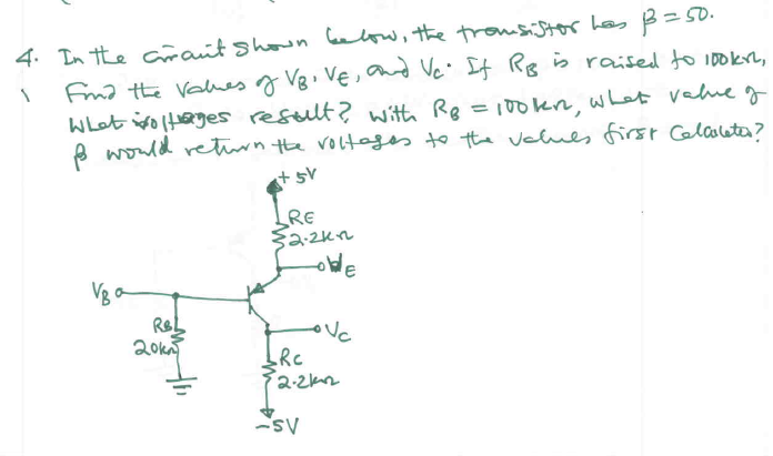 Solved In the circuit shown below, the transistor les beta = | Chegg.com