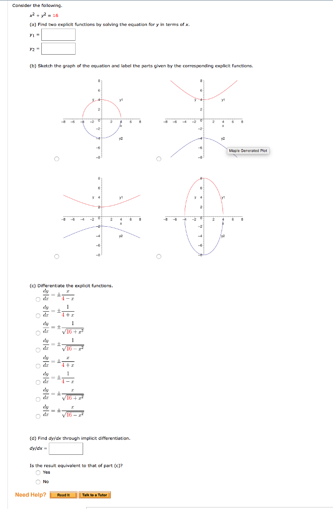 Solved Consider the following. = 16 (a) Find two explicit | Chegg.com