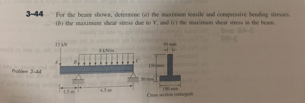 Solved For the beam shown, determine the maximum tensile | Chegg.com Solved For the beam shown, determine the maximum tensile | Chegg.com