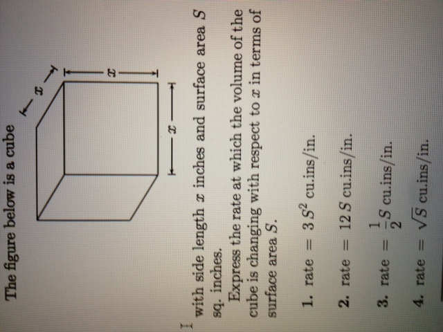 Solved with side length x inches and surface area S sq. | Chegg.com