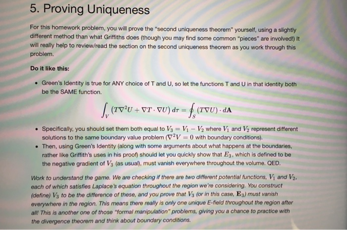 Solved Proving Uniqueness For this homework problem, you | Chegg.com