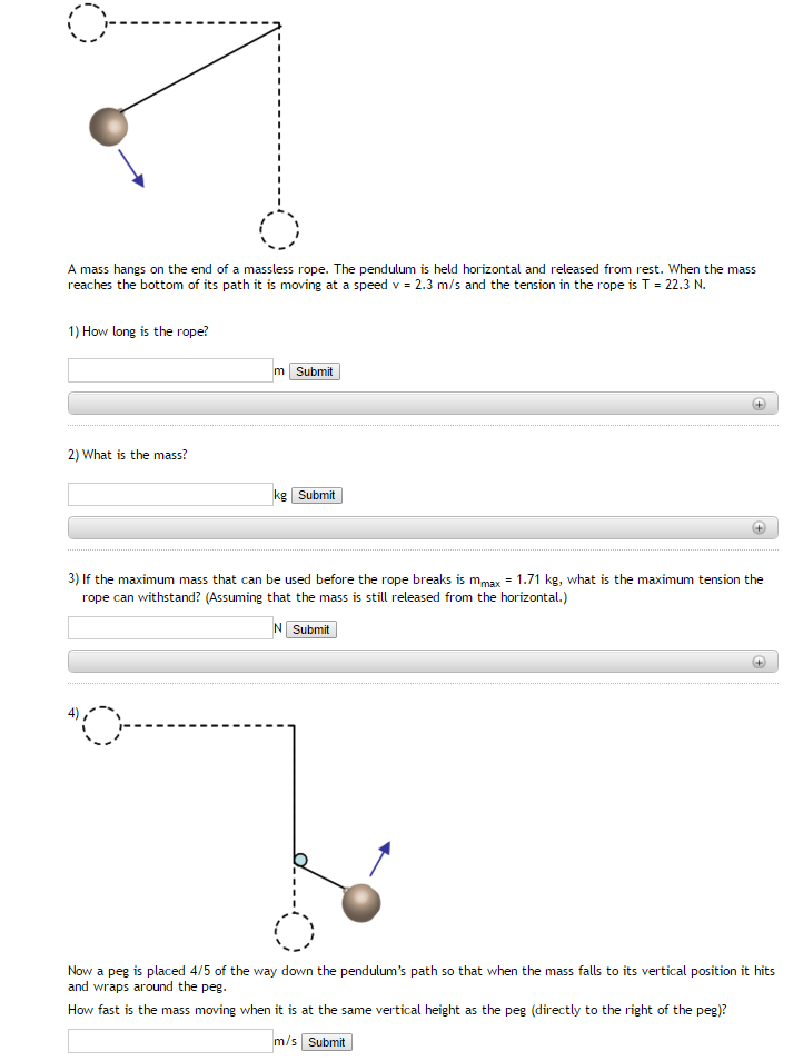 Solved A mass hangs on the end of a massless rope. The | Chegg.com