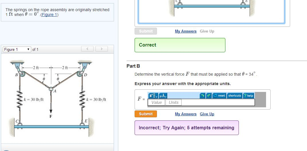 Solved The springs on the rope assembly are originally | Chegg.com