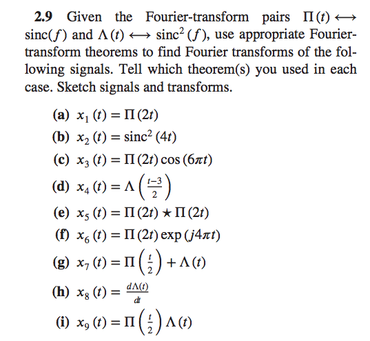 Solved Given the Fourier-transform pairs II(t) | Chegg.com