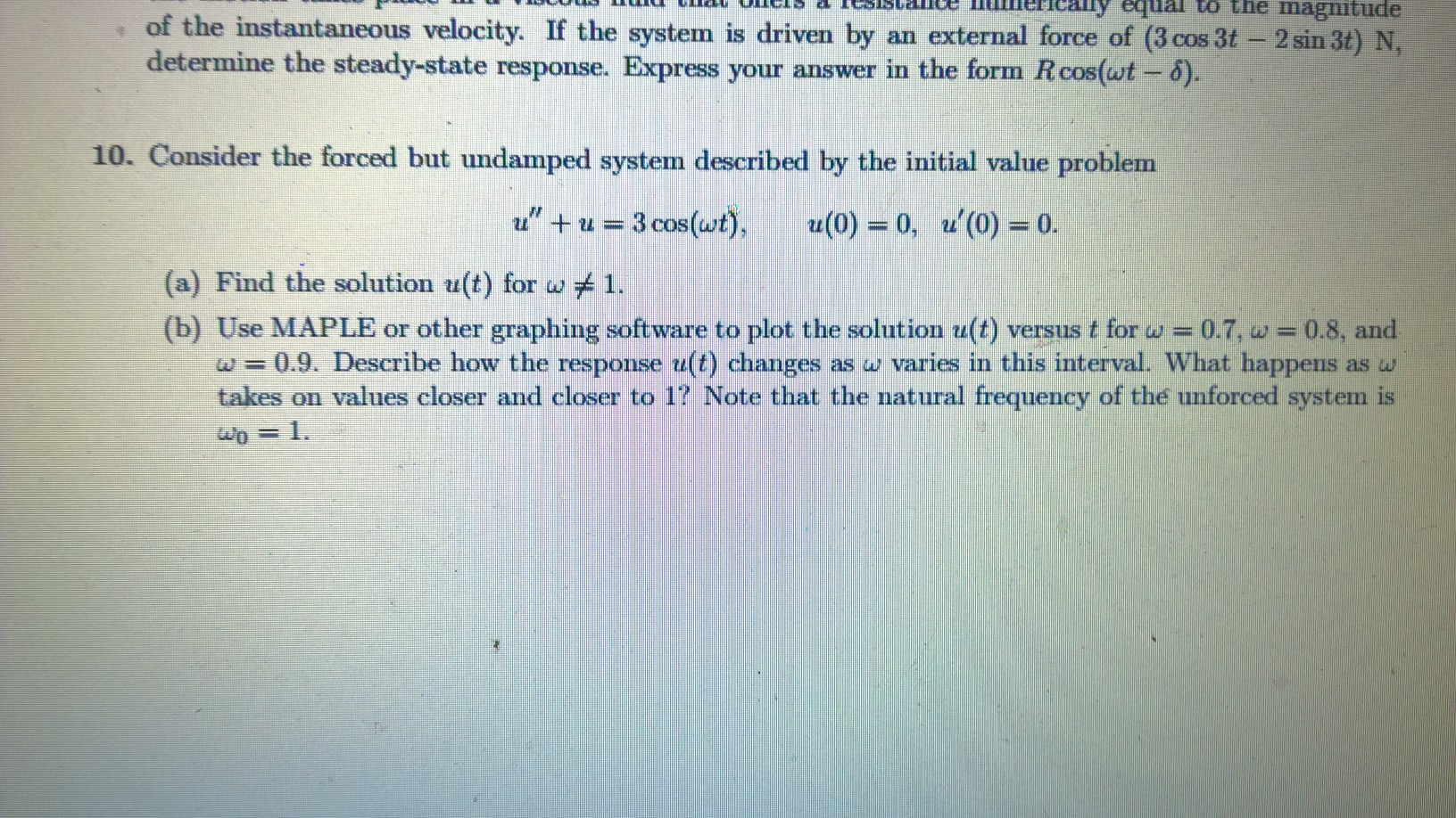 Solved Consider the forced but undamped system described by | Chegg.com