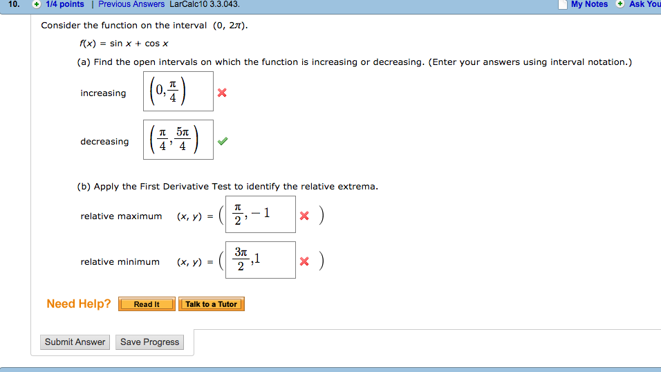 Solved Consider the function on the interval (0, 2 pi). f(x) | Chegg.com