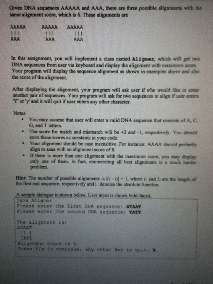 Given DNA sequences AAAAA and AAA, there are three | Chegg.com