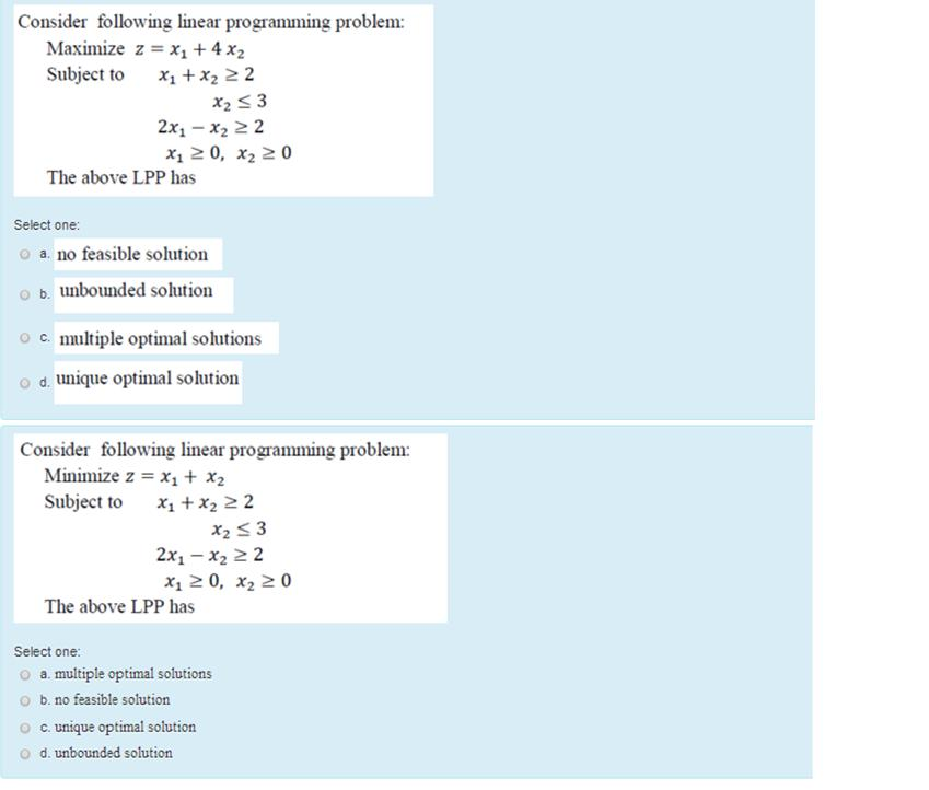 Solved Consider following linear programming problem: | Chegg.com Solved Consider following linear programming problem: | Chegg.com