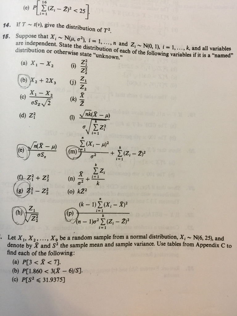 Solved 14. IT give the distribution of T2 15. Suppose that | Chegg.com