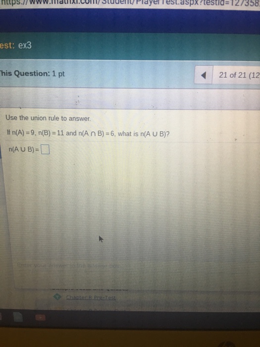 Solved Use the union rule to answer. if n(A) = 9, n(B) = 11 | Chegg.com