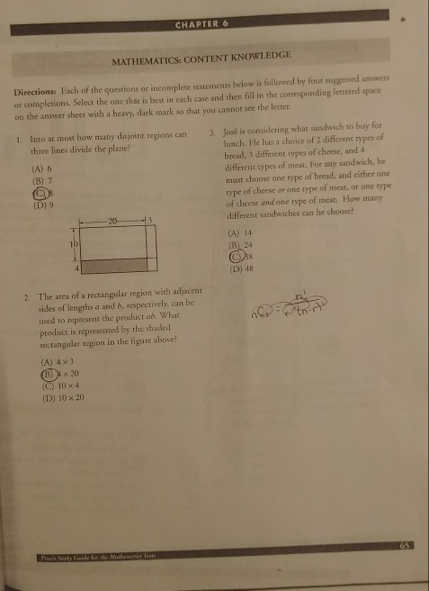 Solved CHAPTER 6 MATHEMATICS: CONTENT KNOWLEDGE Directions: | Chegg.com