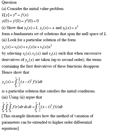 Variation of parameters to higher order | Chegg.com