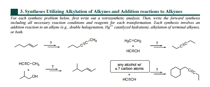 Solved Syntheses Utilizing Alkylation of Alkynes and | Chegg.com