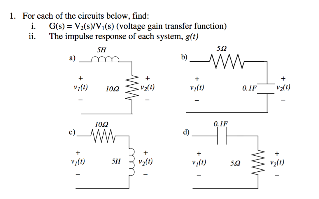 Solved For each of the circuits below, find: G(s) = | Chegg.com
