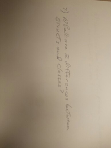 Solved What are 2 differences between Structs and Classes? | Chegg.com