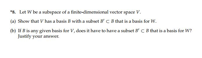 Solved Let W be a subspace of a finite-dimensional vector | Chegg.com
