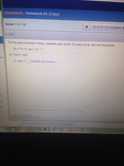 Solved For the given functions f and g. Complete parts | Chegg.com