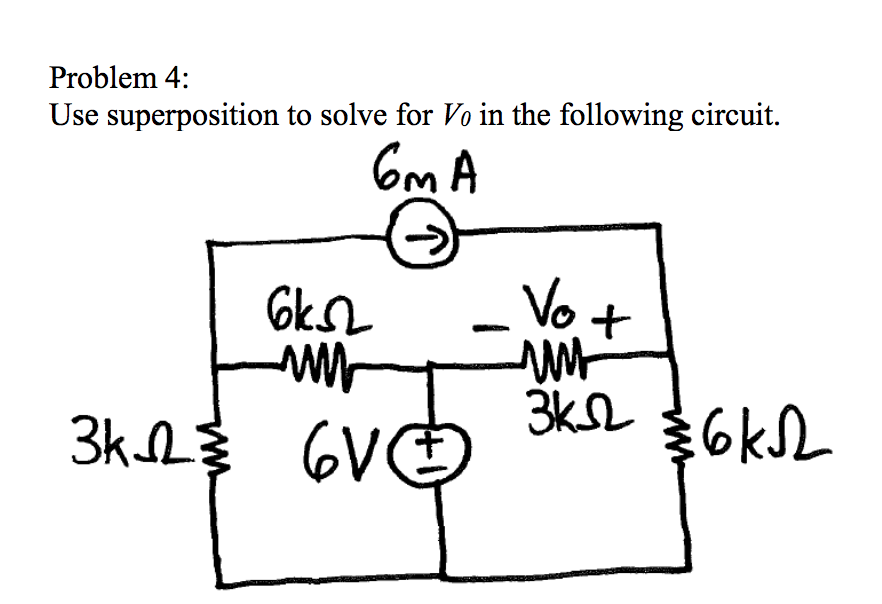 Solved Problem 4: Use superposition to solve for Vo in the | Chegg.com