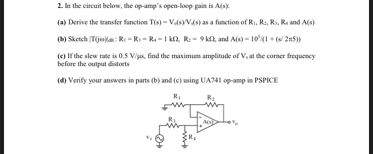 Solved In the circuit below, the op-amp's open-loop gain is | Chegg.com