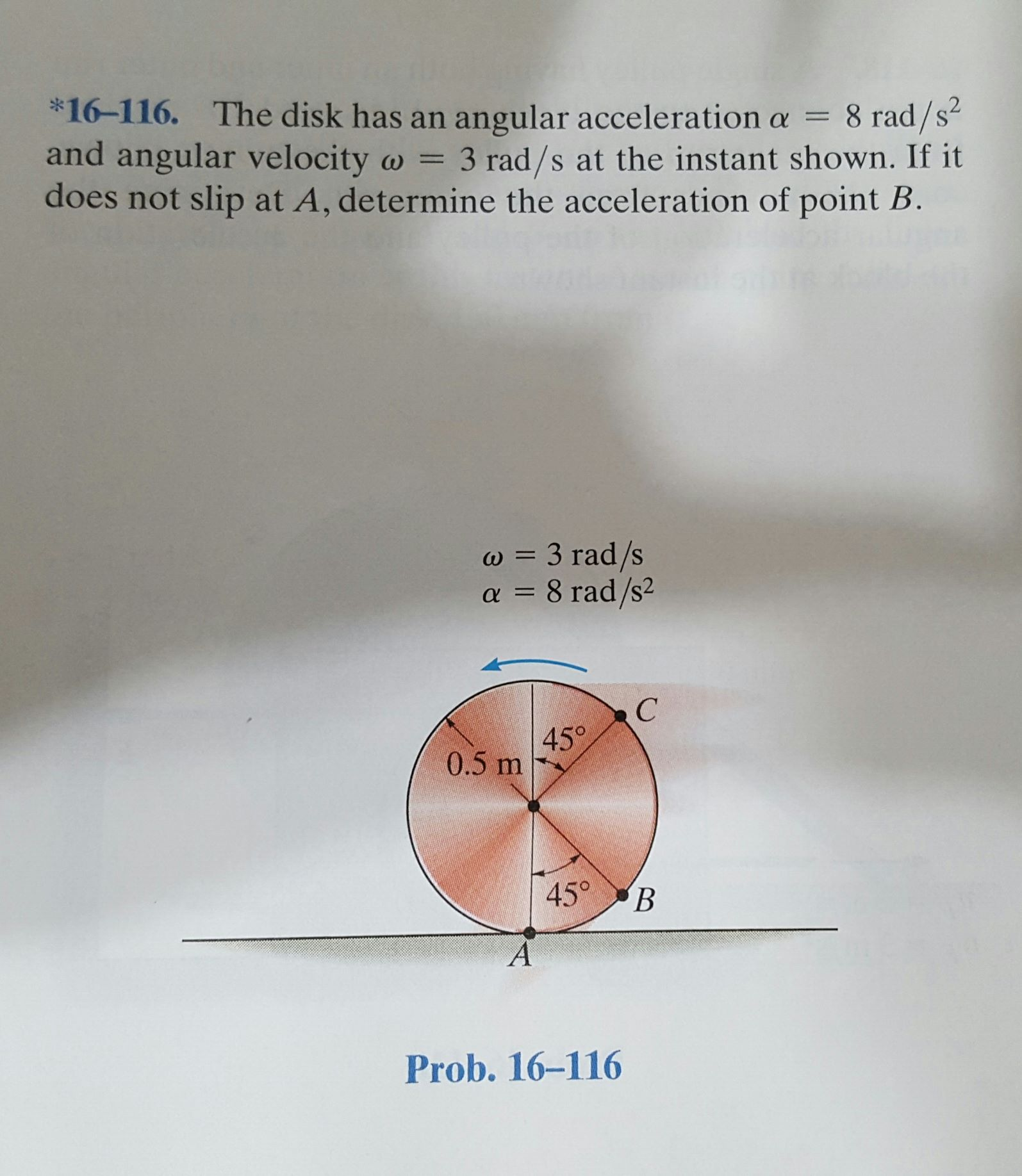 The disk has an angular acceleration alpha = 8 | Chegg.com
