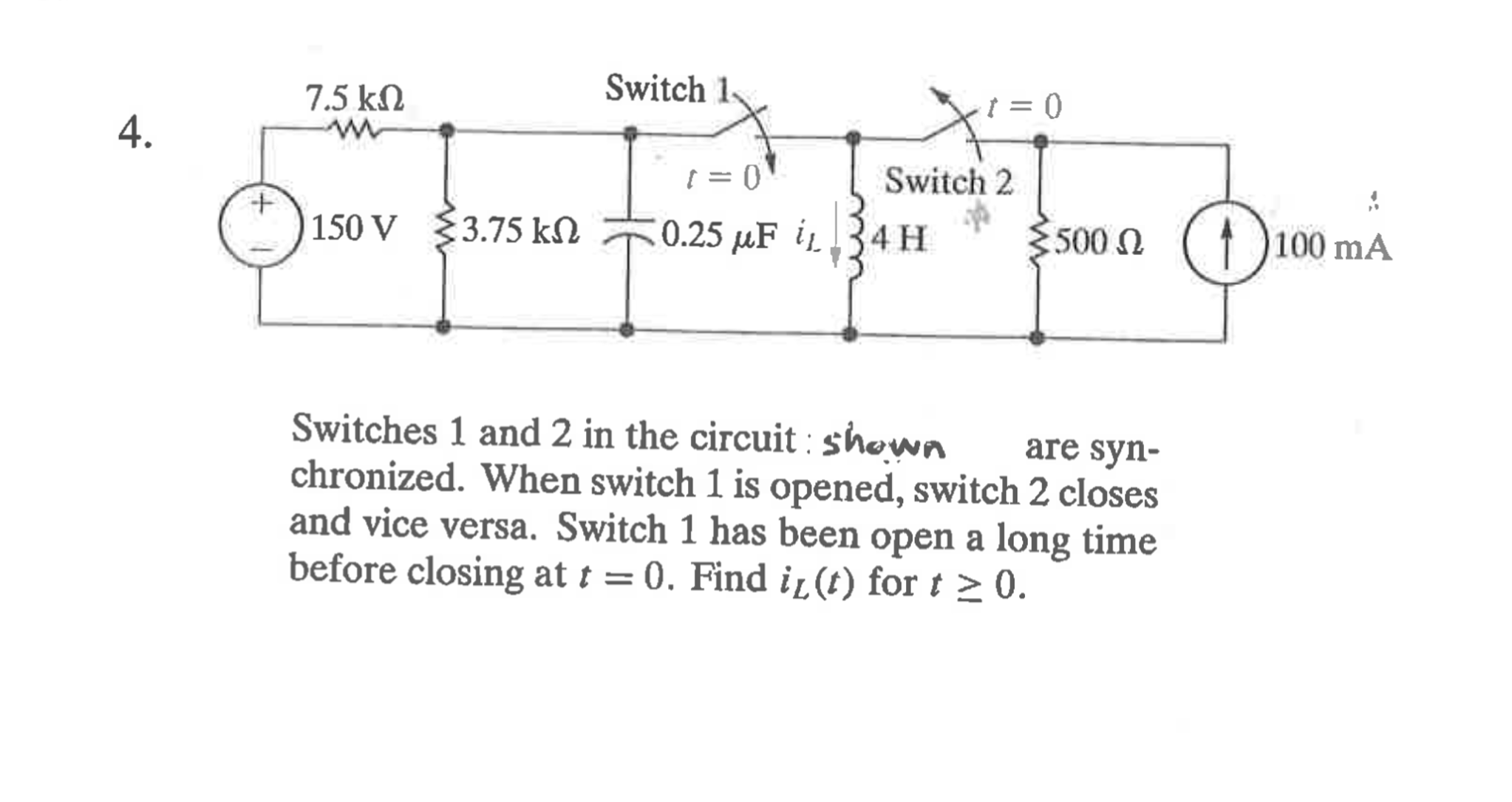 Solved Switches 1 and 2 in the circuit: shown are | Chegg.com