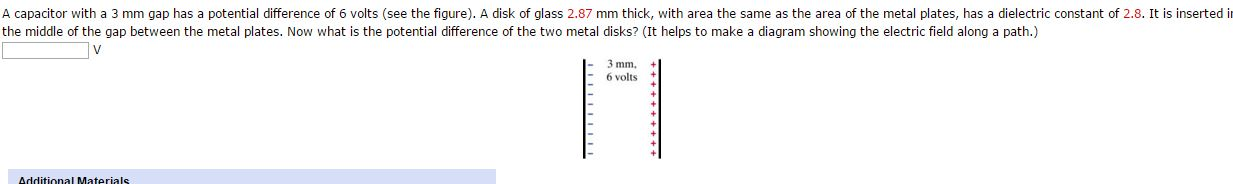 Solved A capacitor with a 3 mm gap has a potential | Chegg.com
