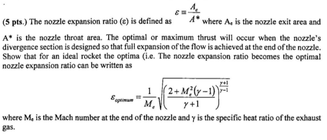 Solved (5 pts.) The nozzle expansion ratio (ε) is defined as | Chegg.com