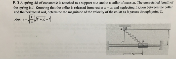 Solved A spring AB of constant k is attached to a support at | Chegg.com