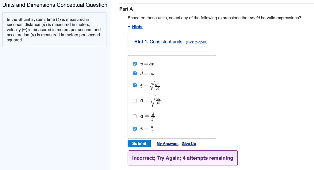 Solved In the SI unit system, time (t) is measured in | Chegg.com