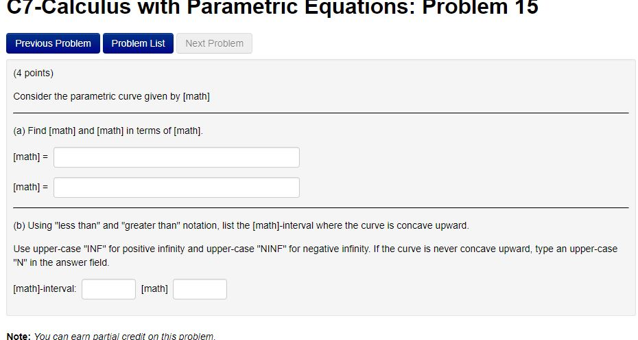 C7 - Calculus with Parametric Equations : Problem 15 | Chegg.com