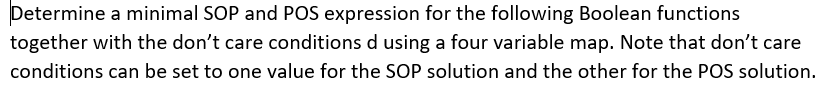 Determine a minimal SOP and POS expression for the | Chegg.com
