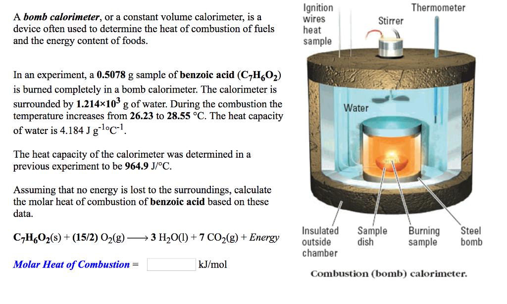 Solved A bomb calorimeter, or a constant volume calorimeter, | Chegg.com