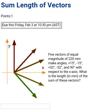 Solved Sum Length of Vectors Points:1 Due this Friday, Feb 3 | Chegg.com