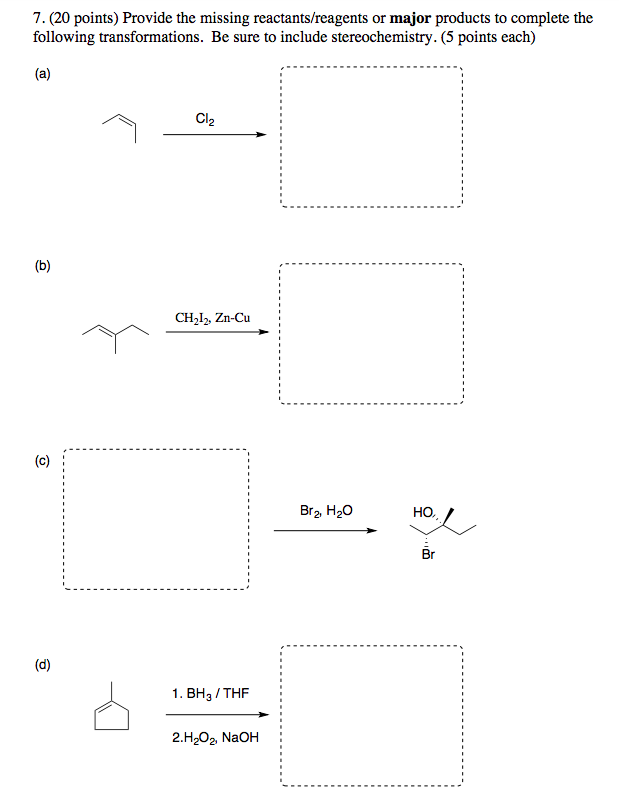 Solved 7.(20 points) Provide the missing reactants/reagents | Chegg.com