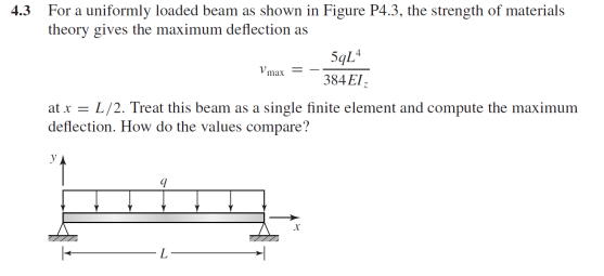 Solved For a uniformly loaded beam as shown in Figure P4.3, | Chegg.com