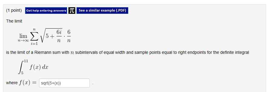 Solved The Limit Is The Limit Of A Riemann Sum With N