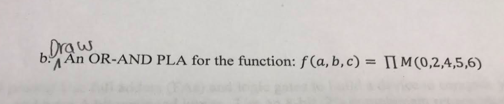 Solved Draw an OR-AND PLA for the function: f(a, b, c) = | Chegg.com