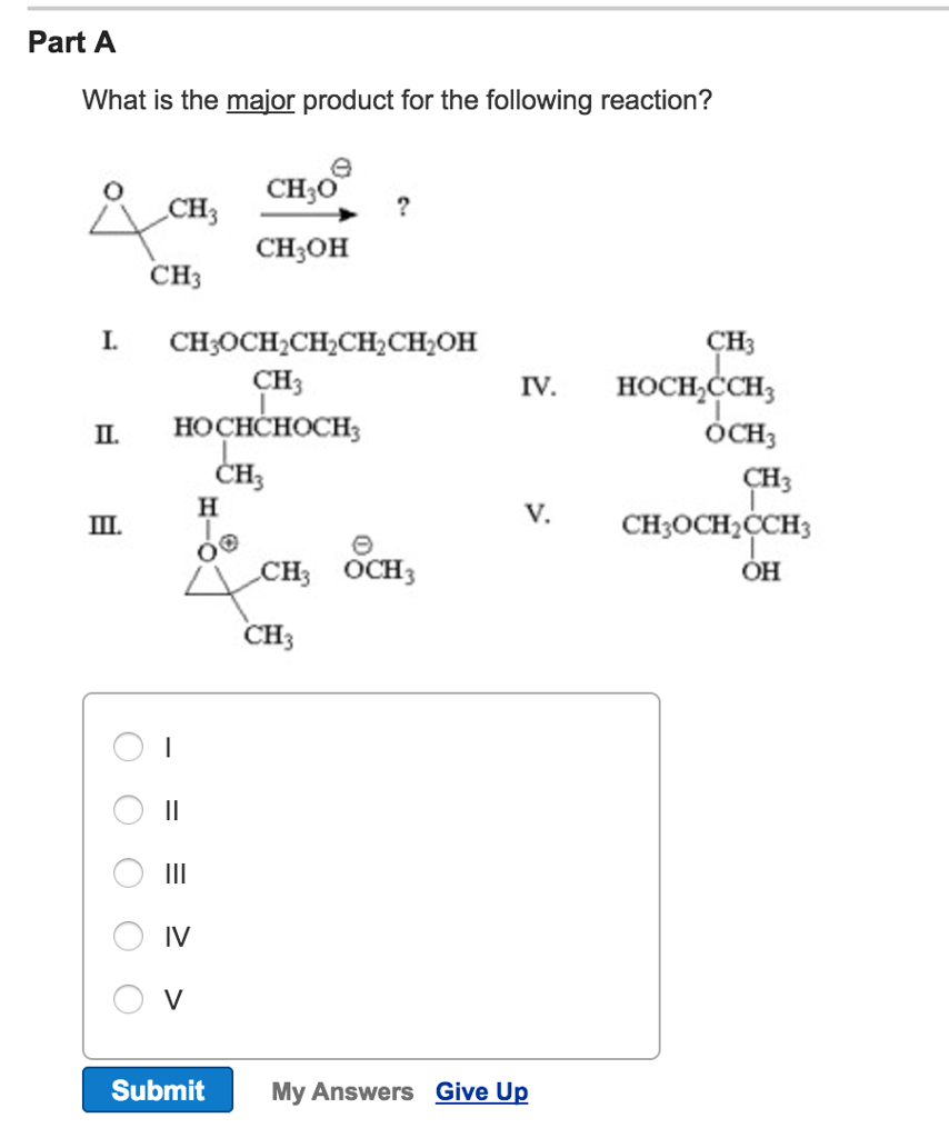 Solved Part A What is the major product for the following | Chegg.com