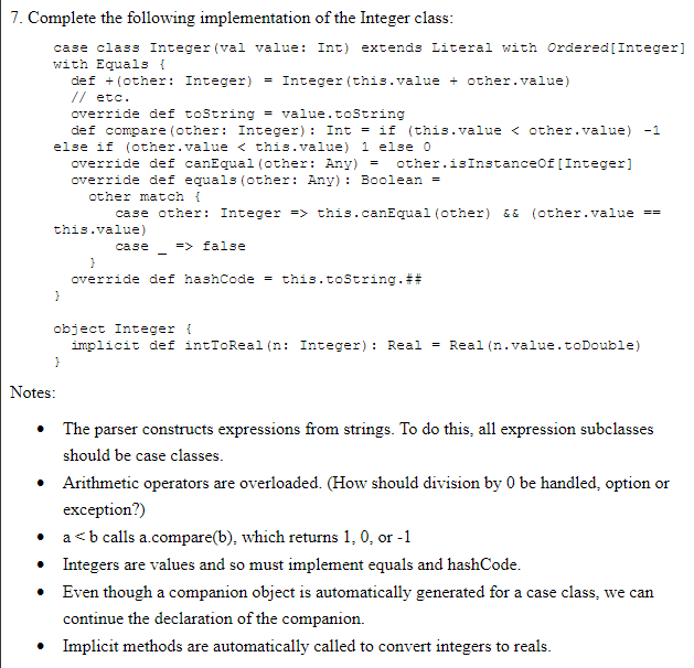 Complete The Following Implementation Of The Integer