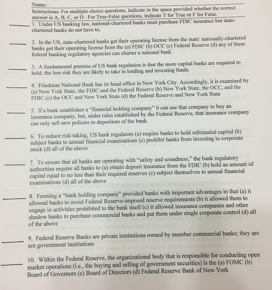 Solved Name: Instructions: For multiple choice questions, | Chegg.com