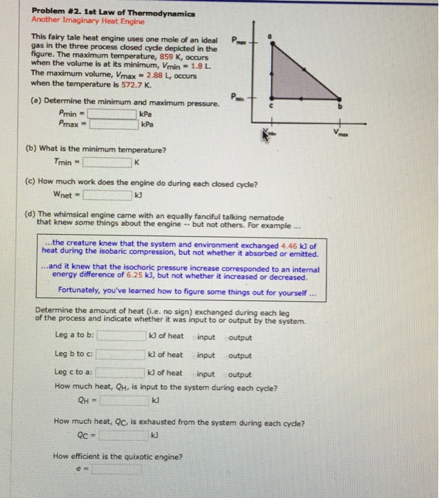 Solved This fairy tale heat engine uses one mole of an ideal | Chegg.com