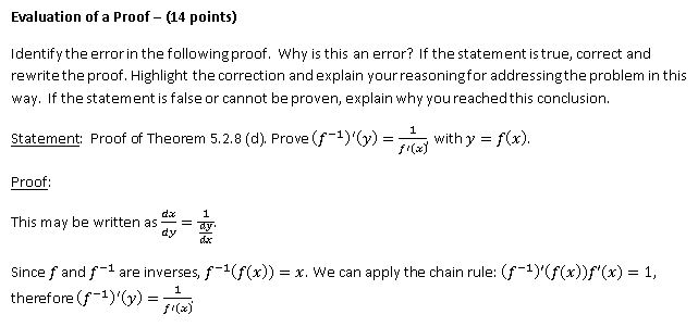 Solved Evaluation of a Proof Identify the error in the | Chegg.com