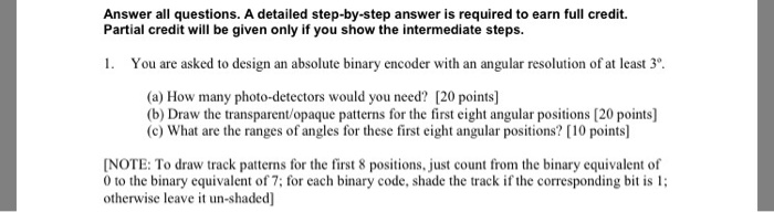 Solved You are asked to design an absolute binary encoder | Chegg.com