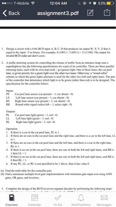 Solved Design A Circuit With A 4 Bit Bcd Input A B C D